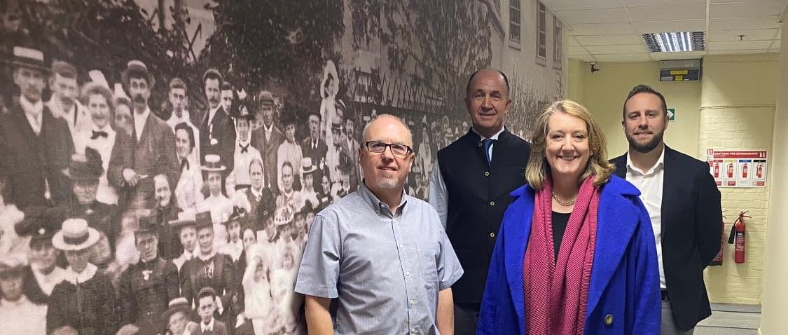 Ashbourne MP Vists Hanging Bridge Mills - Bowmer Bond